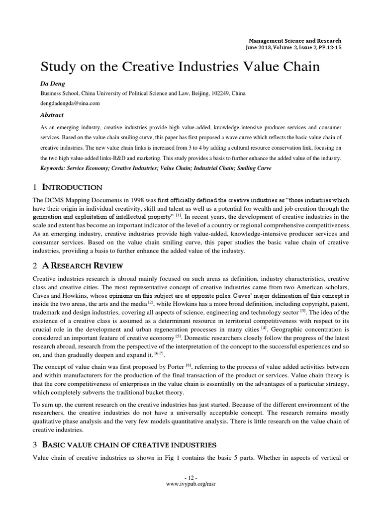 Study On The Creative Industries Value Chain | PDF | Value Chain ...