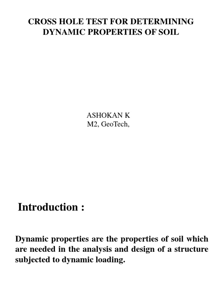 Cross Hole Test For Determining Dynamic Properties of Soil: Ashokan K ...