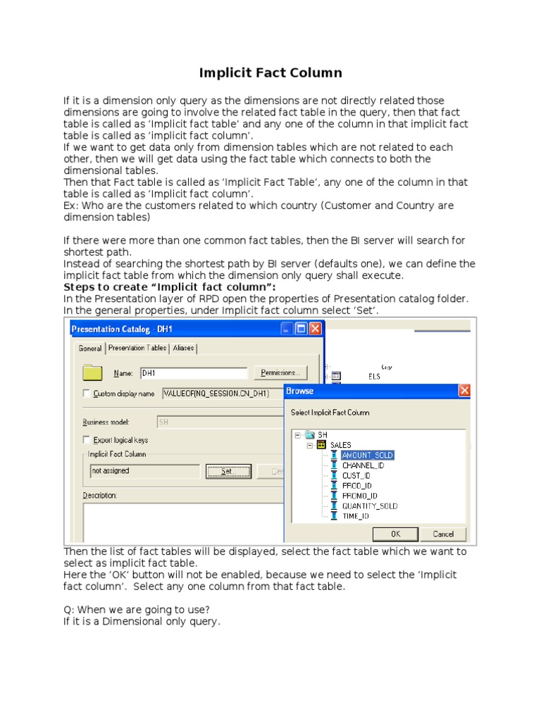 OBIEE - Implicit Fact Column | PDF