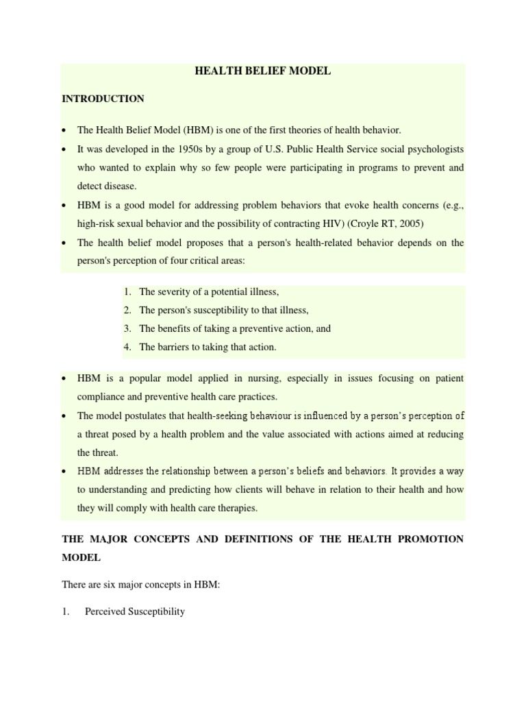 Health Belief Model | PDF | Emergence | Metaphysics Of Mind