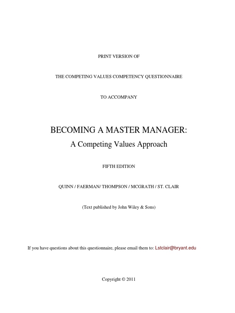 Competing Values Competency Questionnaire | PDF | Competence (Human ...
