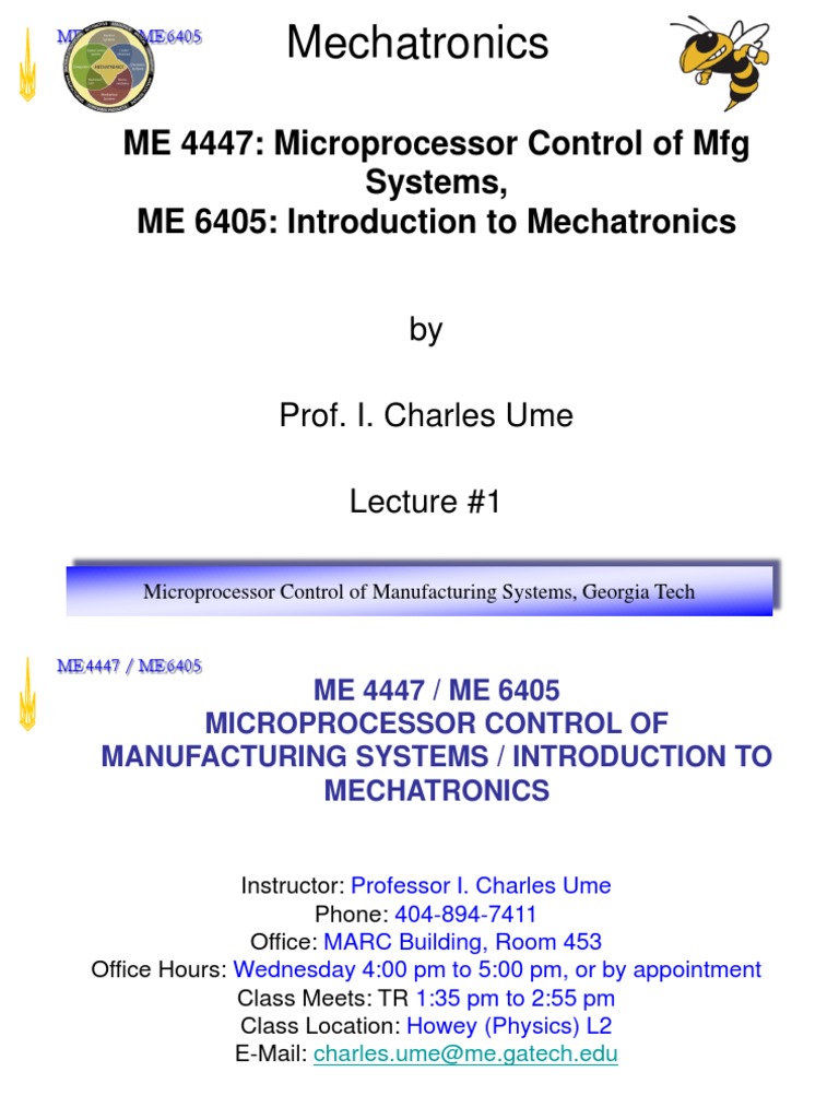 Lecture 1 Introduction To Mechatronics Pdf Microcontroller