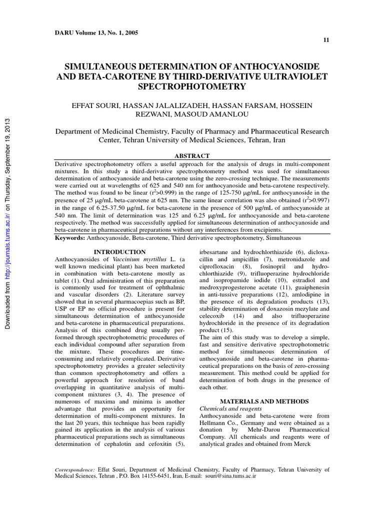 Simultaneous Determination of Anthocyanoside and Beta-Carotene by Third ...