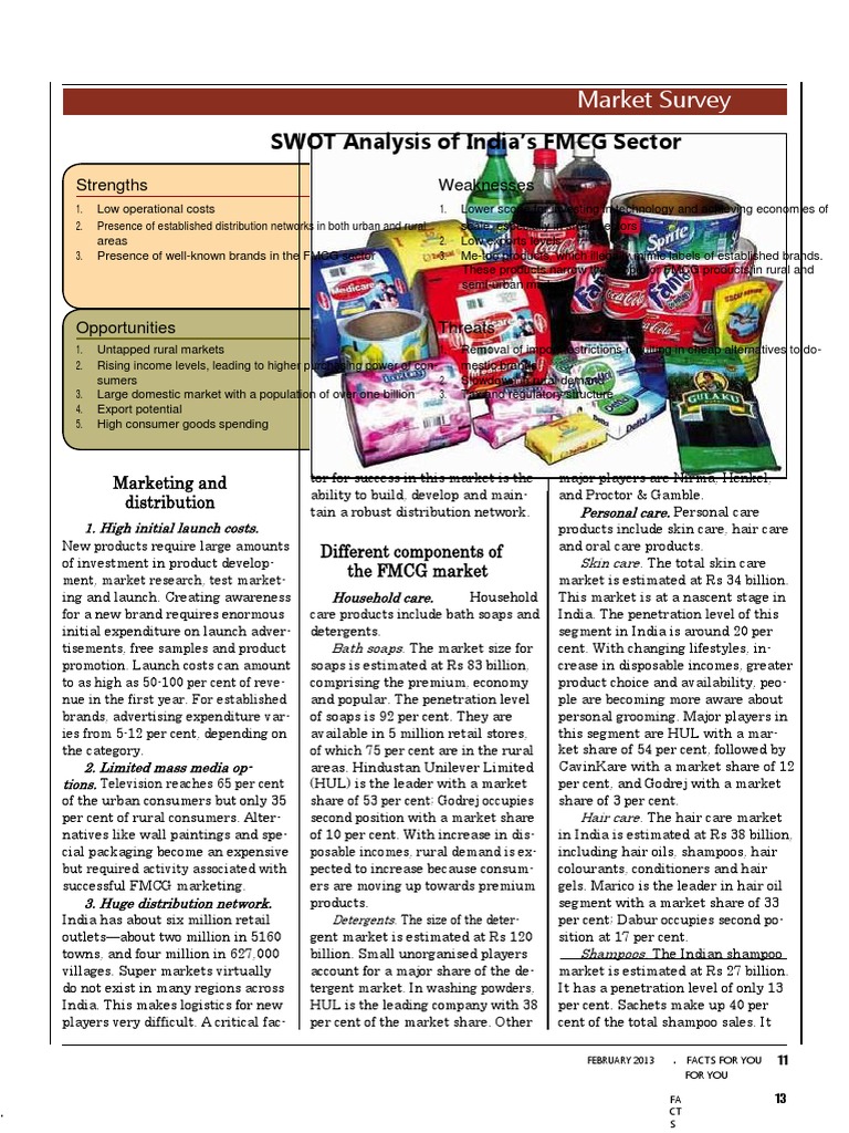 SWOT Analysis of India's FMCG Sector: Market Survey | PDF | Brand | Exports