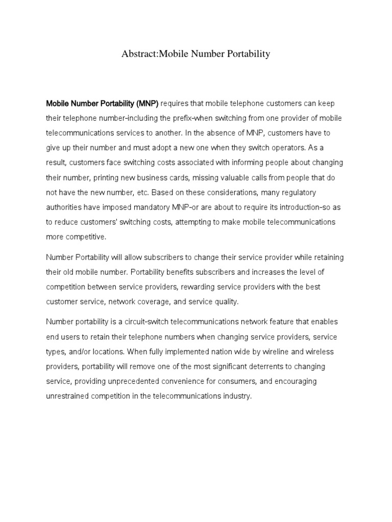 Mobile Number Portability Benefits | PDF | Business | Computers