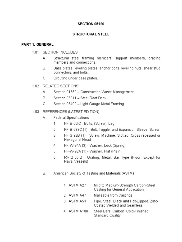 Structural Steel Spec. and Construction | PDF | Structural Steel | Screw