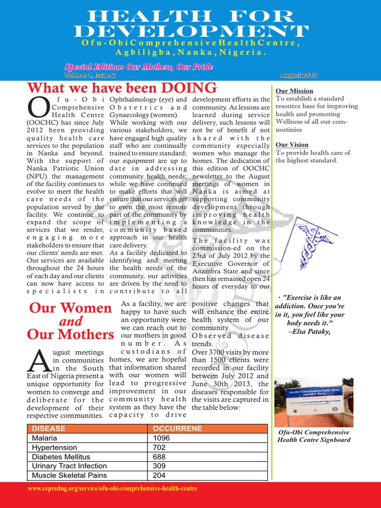 Ofu Obi August 2013 Newsletter | PDF | Arthritis | Hypertension