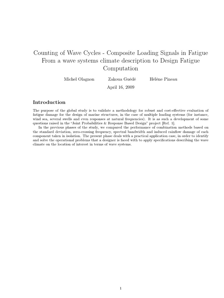 Counting of Wave Cycles - Composite Loading Signals in Fatigue From A ...