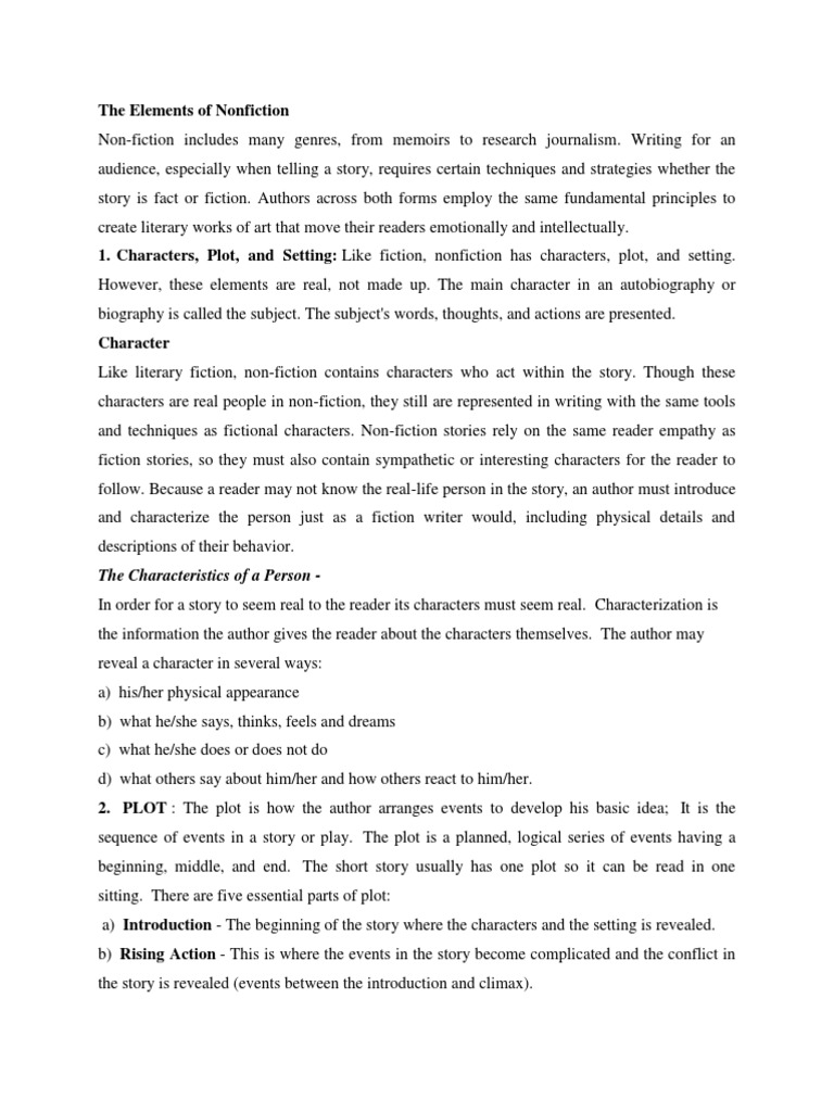 Elements of Non-Fiction Essays | PDF | Non Fiction | Narration