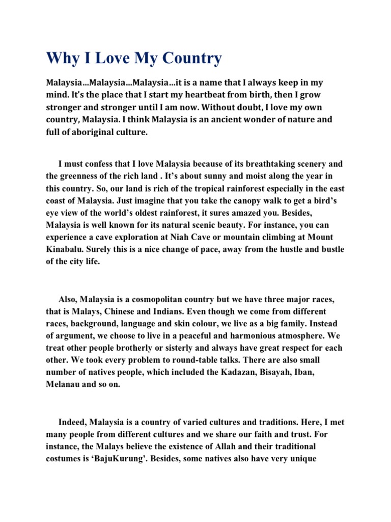Why I Love My Country Essay | PDF | Malaysia | Taste