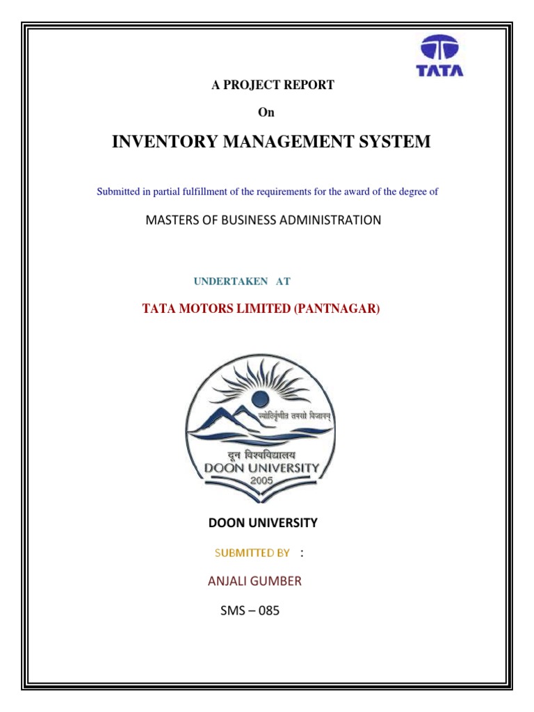 A Project Report | PDF | Inventory | Production And Manufacturing