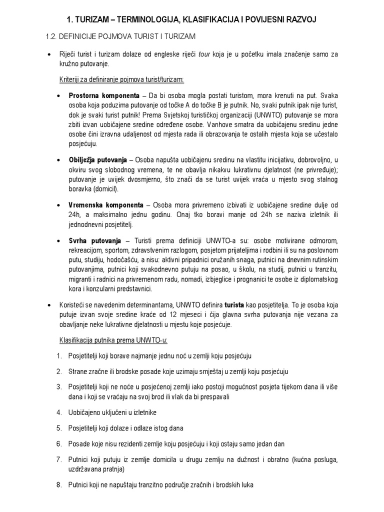 TURIZAM - Opširna Skripta Po Knjizi | PDF