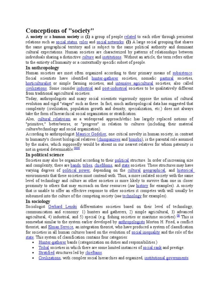 Types of Society | Society | Anthropology