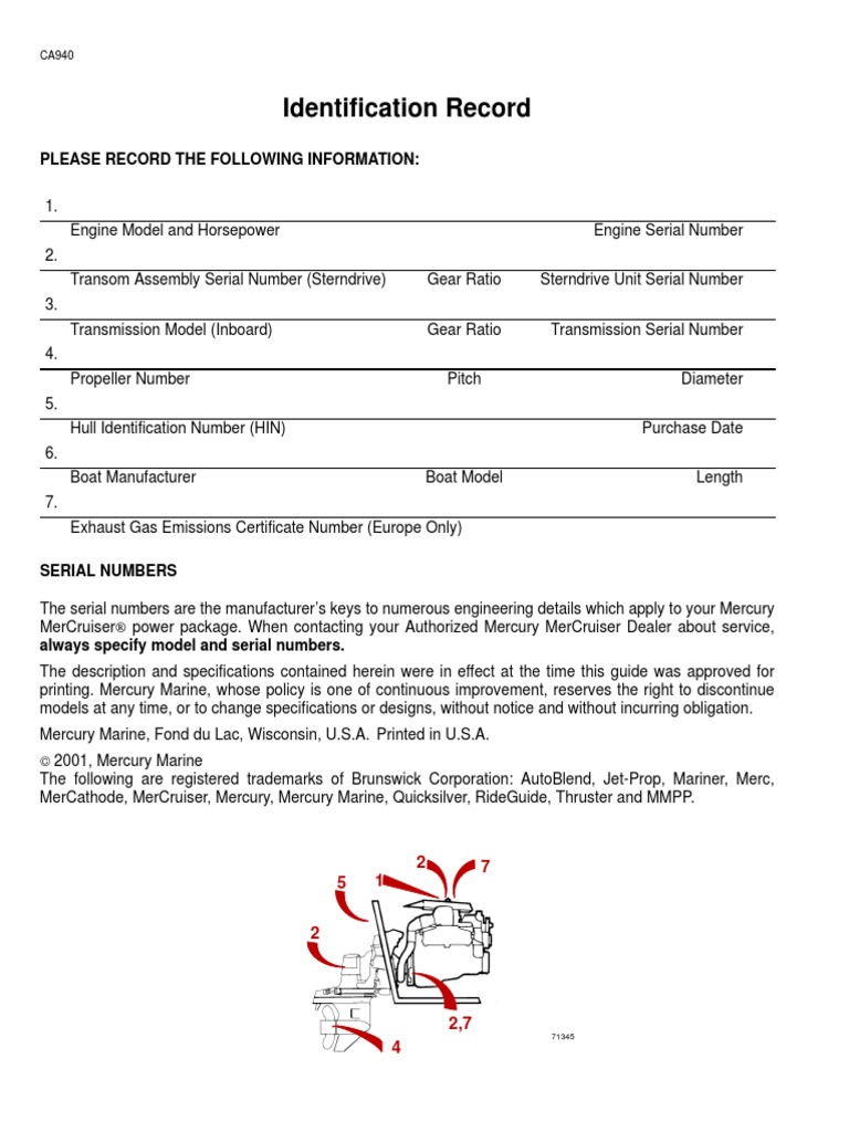 Identification Record: Please Record The Following Information | PDF ...