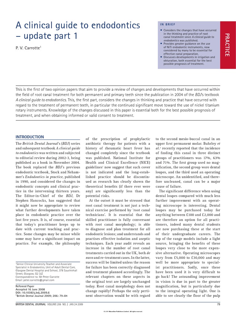 Clinical Guide To Endodontics 1 (Update 2009) | PDF | Medicine ...