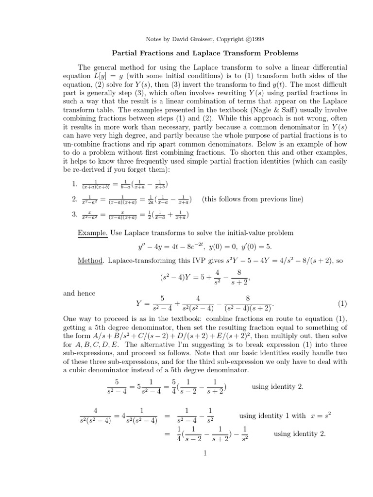 1 (X+a) (X+B) 1 B A 1 X+a 1 X+B 1 X A 1 (X A) (X+a) 1 2a 1 X A 1 X+a X ...