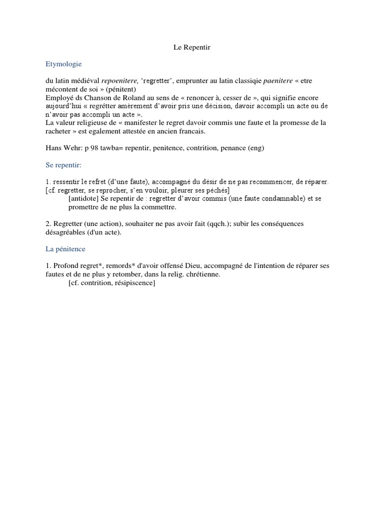 Comprendre le Repentir et le Regret | PDF | Manger | Religions abrahamiques