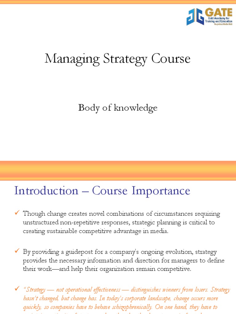 Managing Strategy Course | PDF | Market Segmentation | Strategic Management