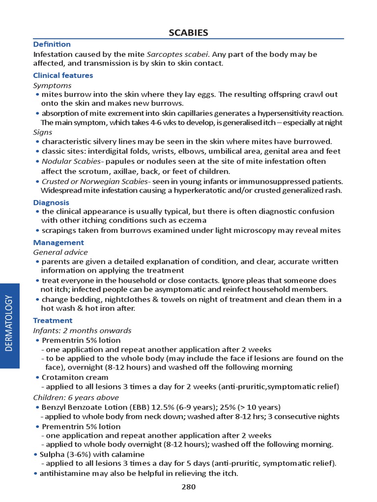 Scabies | PDF | Cutaneous Conditions | Diseases And Disorders