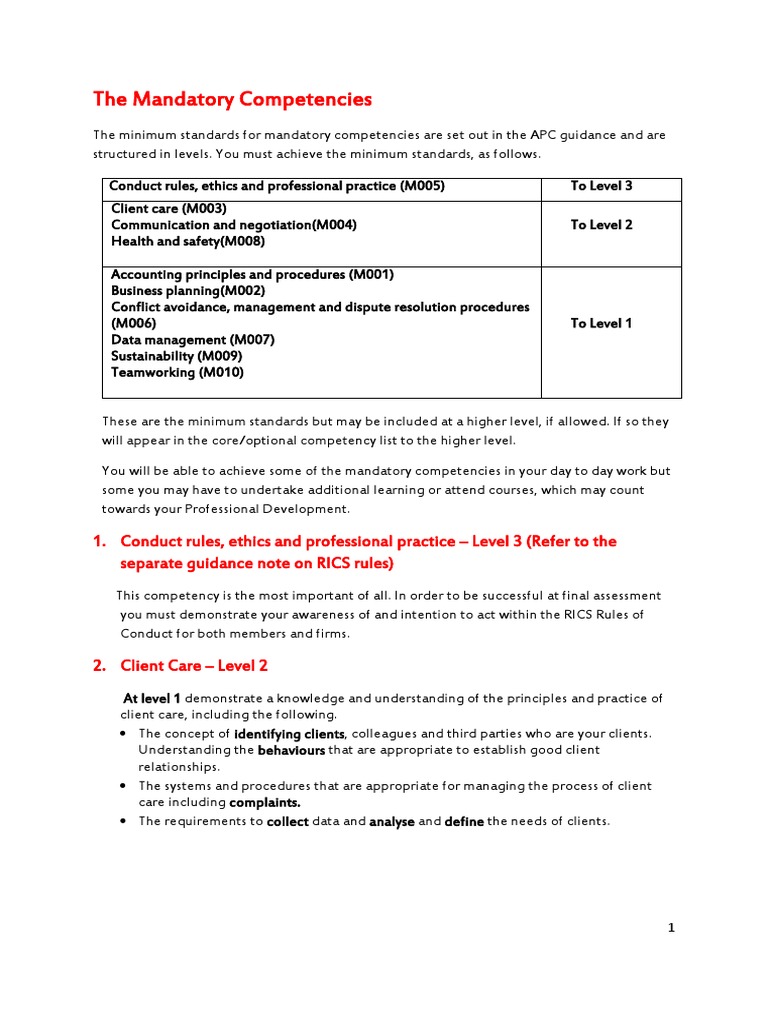 Mandatory Competencies Guidance Note PDF | PDF | Mediation | Competence ...