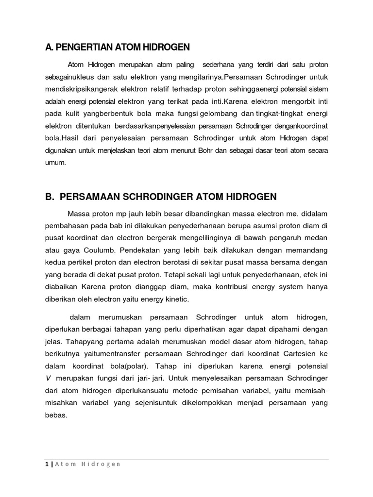 Atom Hidrogen | PDF