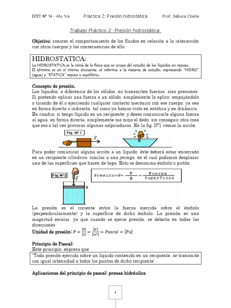 Práctica 2 - Presión Hidrostática | PDF | Líquidos | Presión