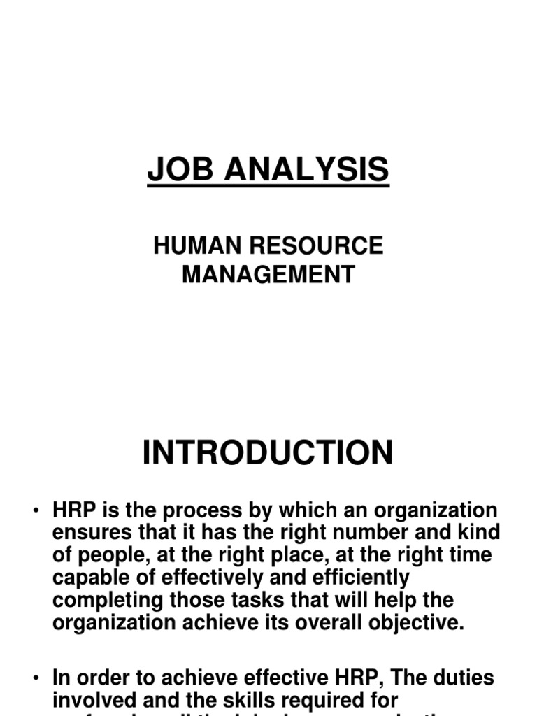 Job Analysis: Human Resource Management | PDF | Succession Planning ...