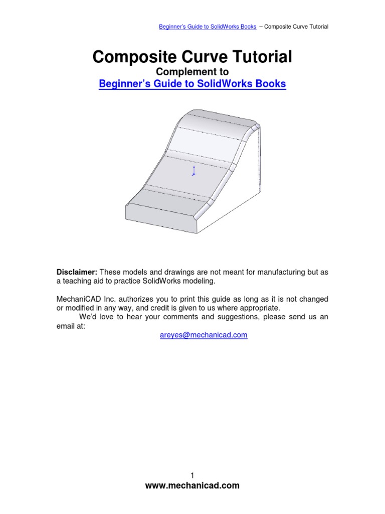 Composite Curve Tutorial: Beginner'S Guide To Solidworks Books | PDF ...