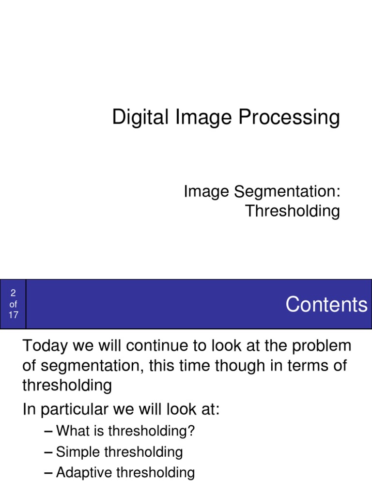ImageProcessing10 Segmentation (Thresholding) | PDF | Image Segmentation | Digital Signal Processing