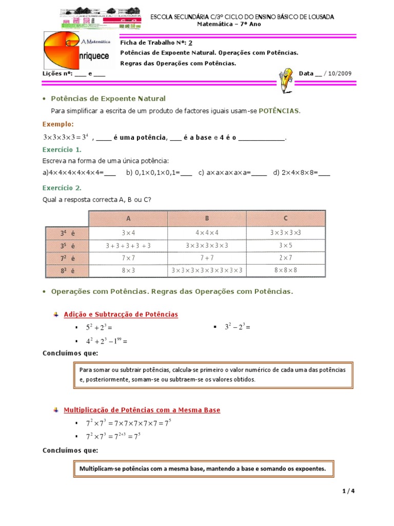 Ft2 Potencias de Expoente Natural | Exponentiation | Algebra