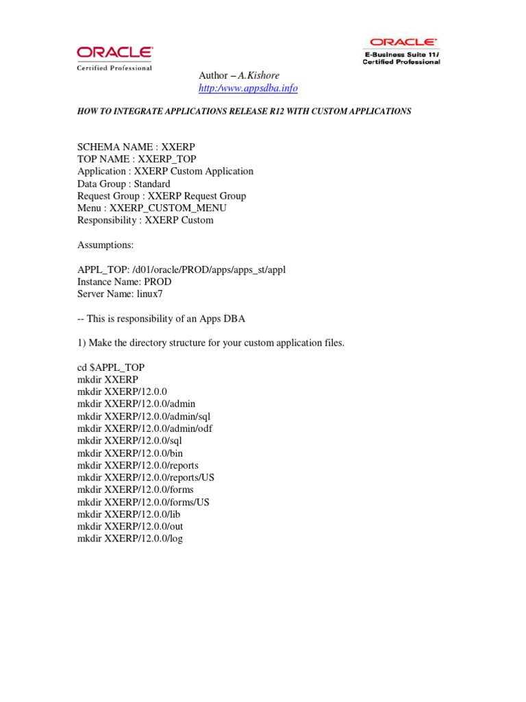 Createcustomtopinr12 PDF | PDF | Oracle Database | Database Schema