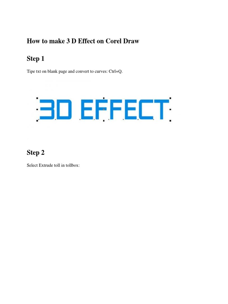 How To Make 3 D Effect On Corel Draw | PDF | Perspective (Graphical ...