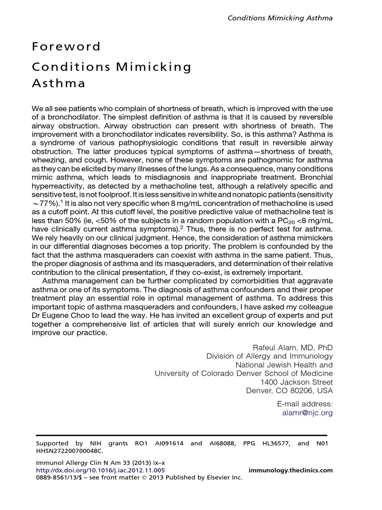 Conditions Mimicking Asthma | PDF