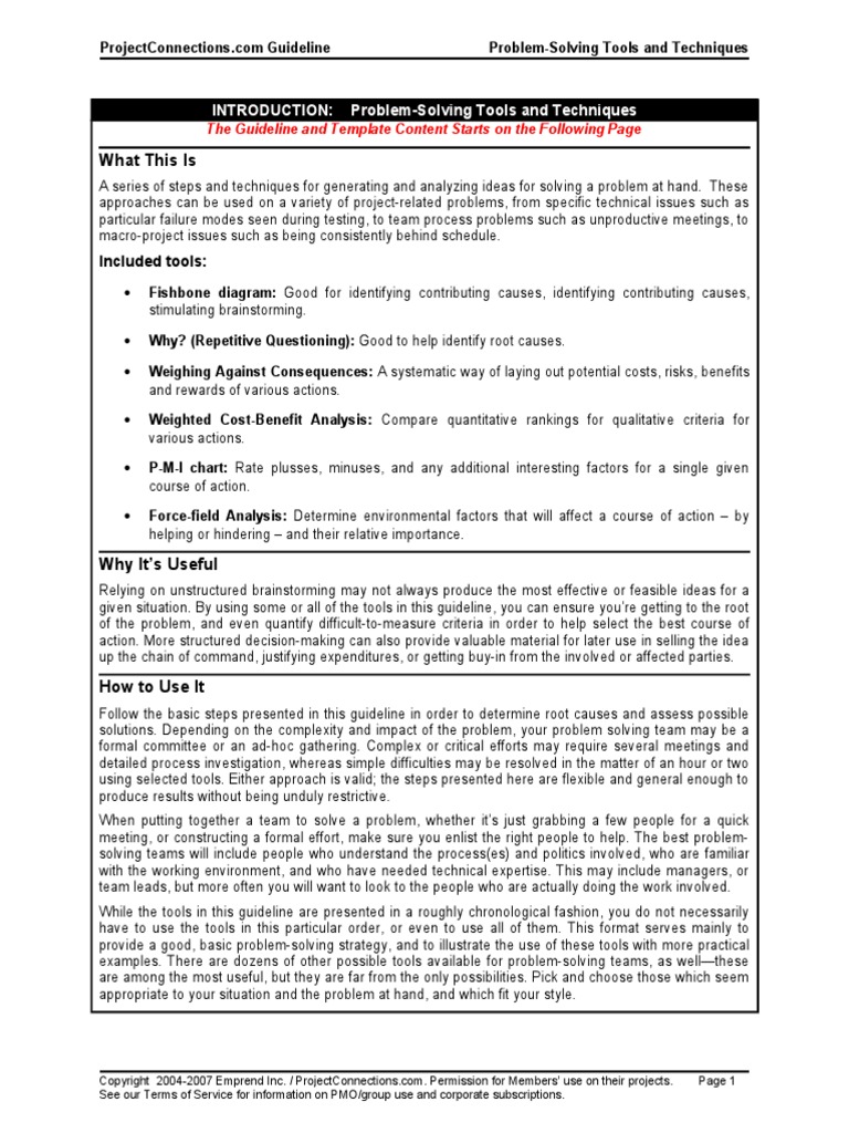 Problem Solving Tools | PDF | Causality | Brainstorming