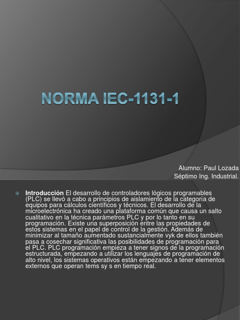 Norma IEC-1131-1 | PDF | Comisión Electrotécnica Internacional ...