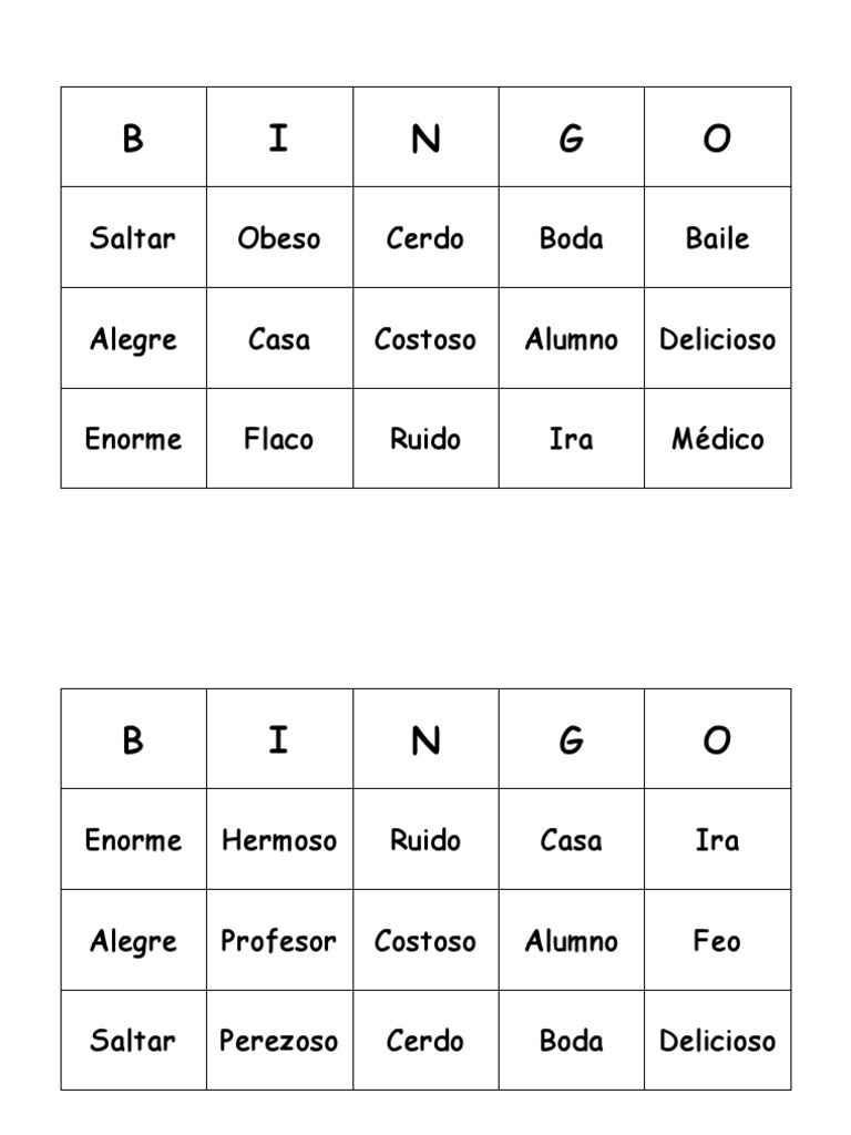 Bingo Sinonimos | PDF