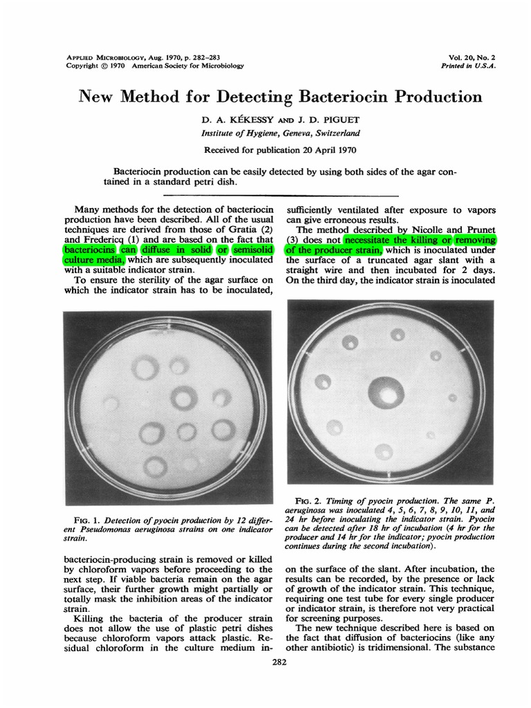 New Method For Detecting Bacteriocin Production | PDF | Agar | Pseudomonas