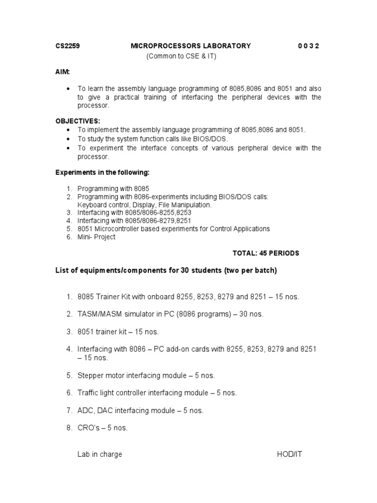 Microprocessor Lab Manual | Electronic Engineering | Computer Data ... Microprocessor Lab Manual | Electronic Engineering | Computer Data ...
