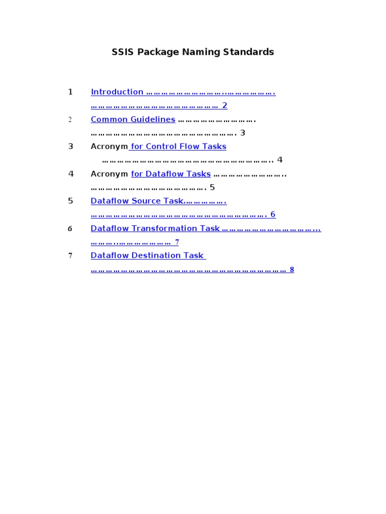 SSIS Package Naming Standards | PDF | Ellipsis | Microsoft Sql Server