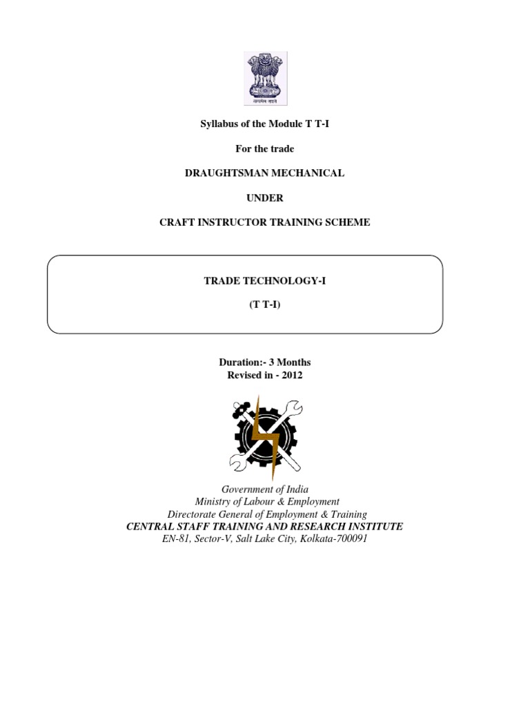 Draughtsman-Mechanical CTI SYLLABUS | PDF | Pipe (Fluid Conveyance) | Gear
