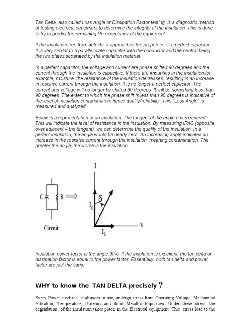 Need of Tan Delta Test in Power Systems | Electrical Breakdown | Capacitor
