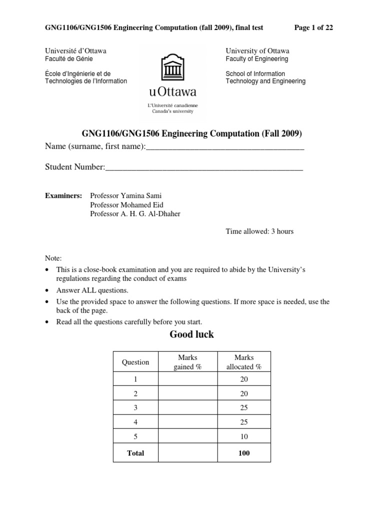 Gng1106 Sample Midterm Pdf Pointer Computer Programming Subroutine