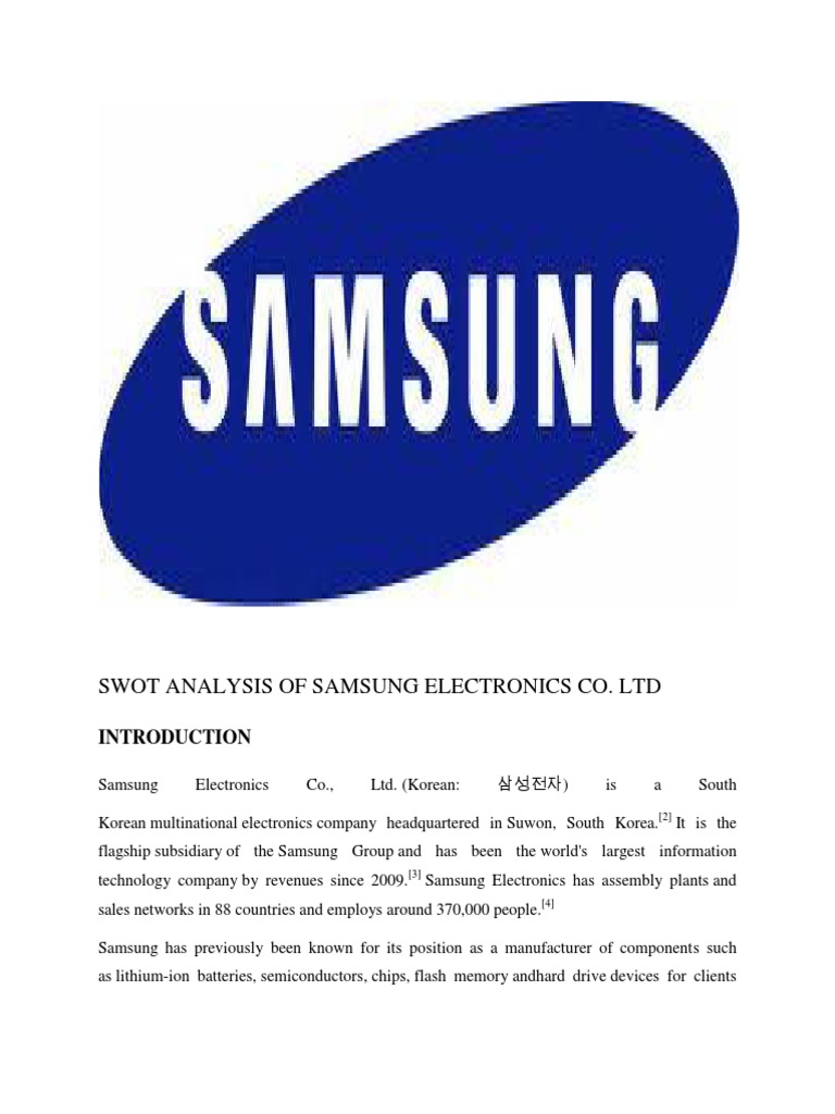 Swot Analysis | PDF | Samsung Electronics | Samsung