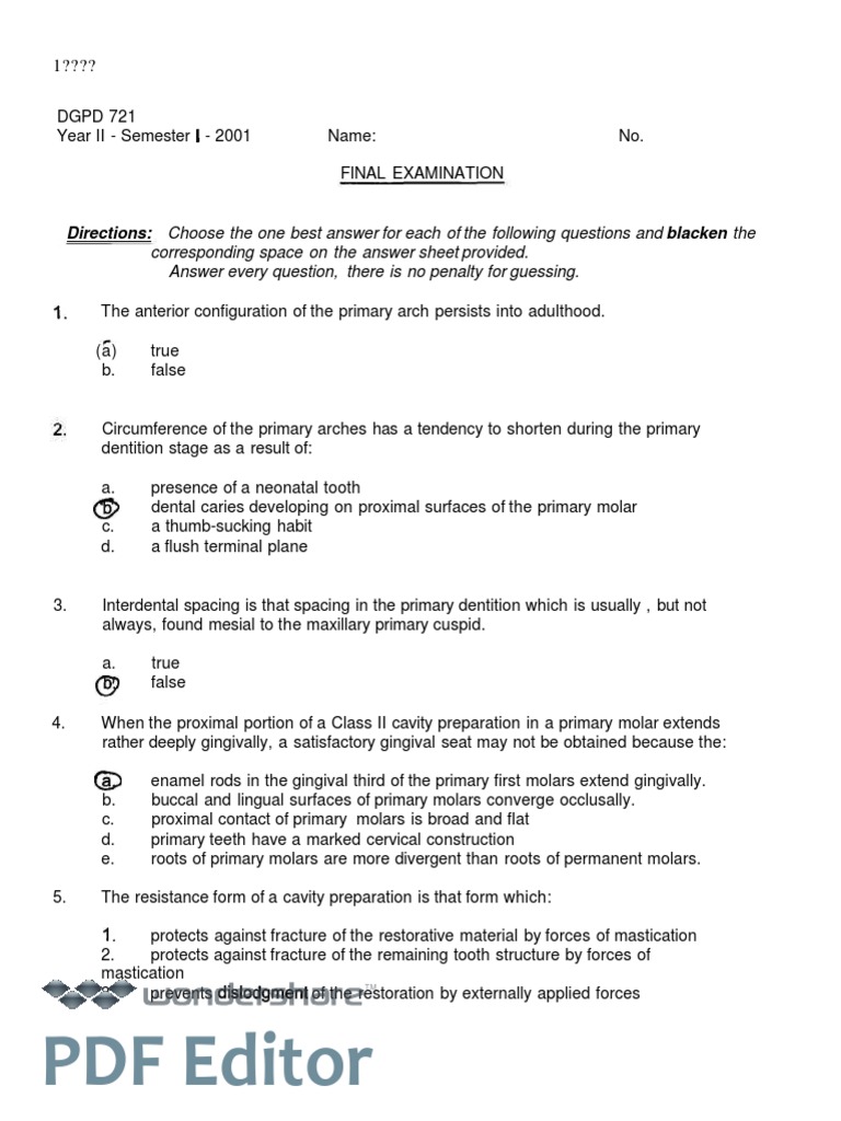 Pedo 721 2001 Final PDF | PDF | Human Tooth | Tooth