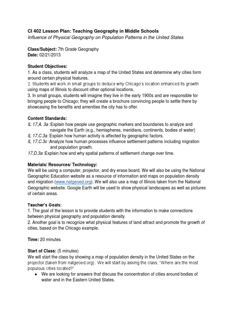 Geography Lesson Plan | PDF | Geography | Lesson Plan