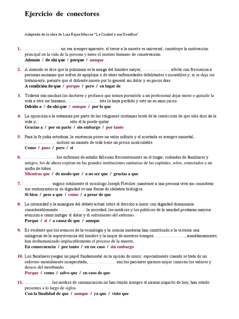 Ejercicio Conectores C2 | PDF | Muerte | Estereotipos