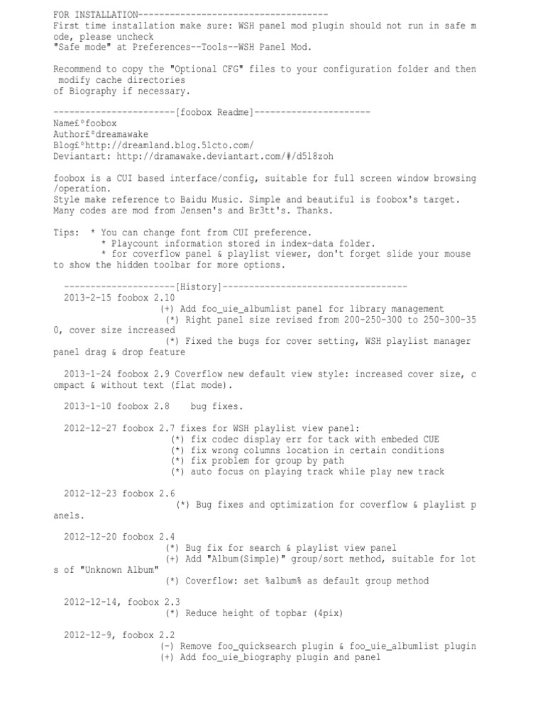 Foobox Readme | PDF | Directory (Computing) | Plug In (Computing)
