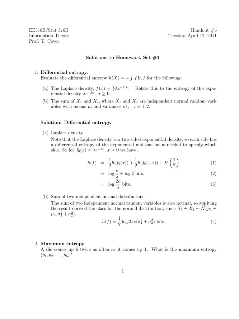 Hw1sol PDF | PDF | Normal Distribution | Logarithm