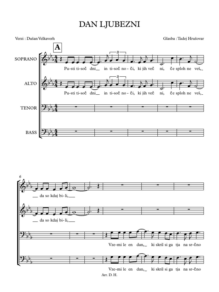 Dan Ljubezni SATB | PDF