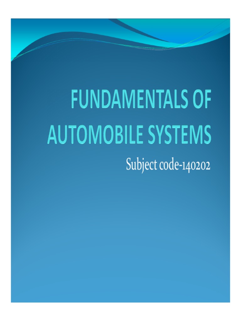Overview of Automobile Engineering Basics | PDF | Car | Vehicles